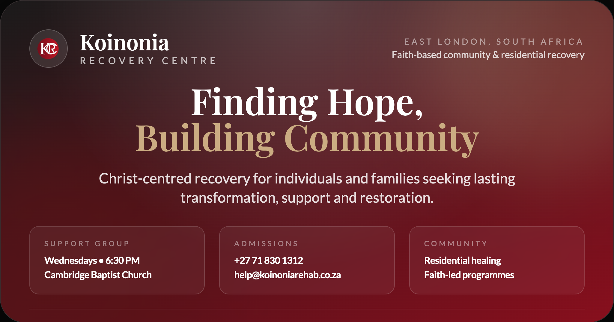 Koinonia Recovery Center - Faith-Based Addiction Recovery